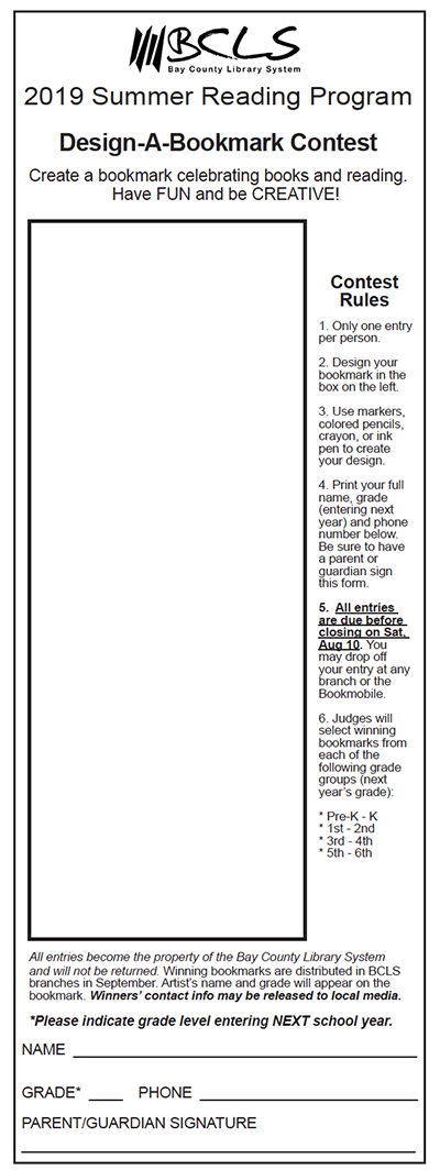 Bookmark Contest | Bay County Library System